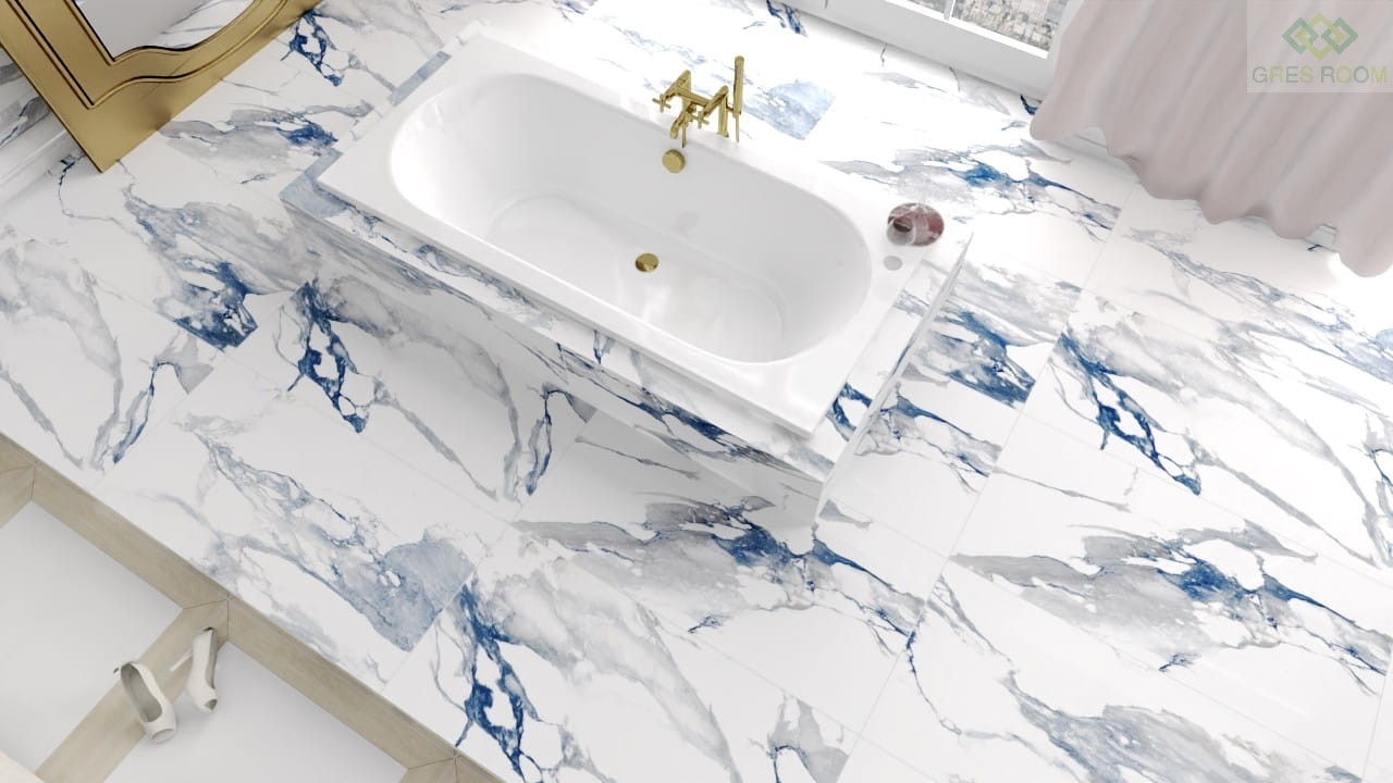 Płytka podłogowa Geotiles Crash Blue Poler 60x120 | Gresroom